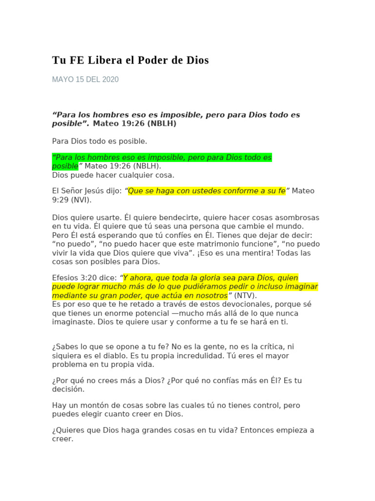 42 Tu Creencia Libera El Poder de Dios | PDF