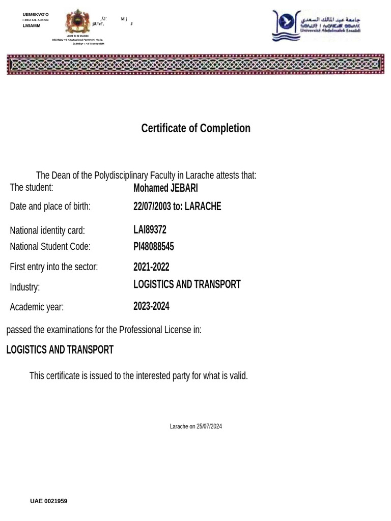 AttestationLicence en | PDF