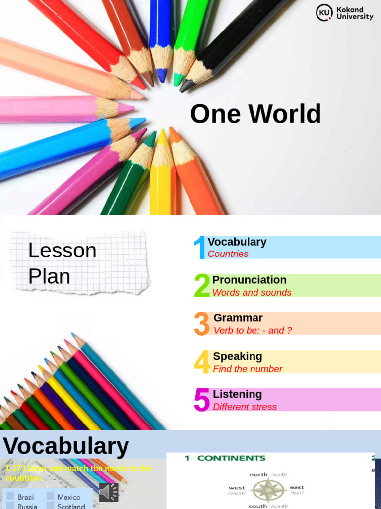 One World Lesson Plan: Vocabulary & Grammar | PDF