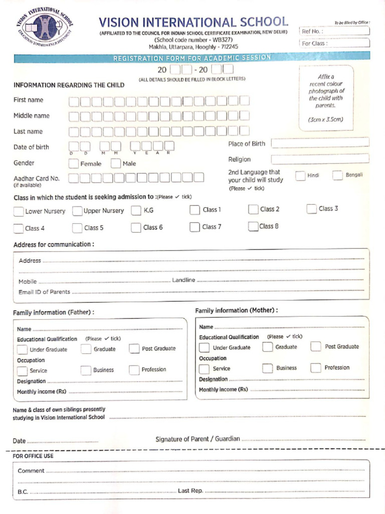 Registration Form 2024 2025 | PDF