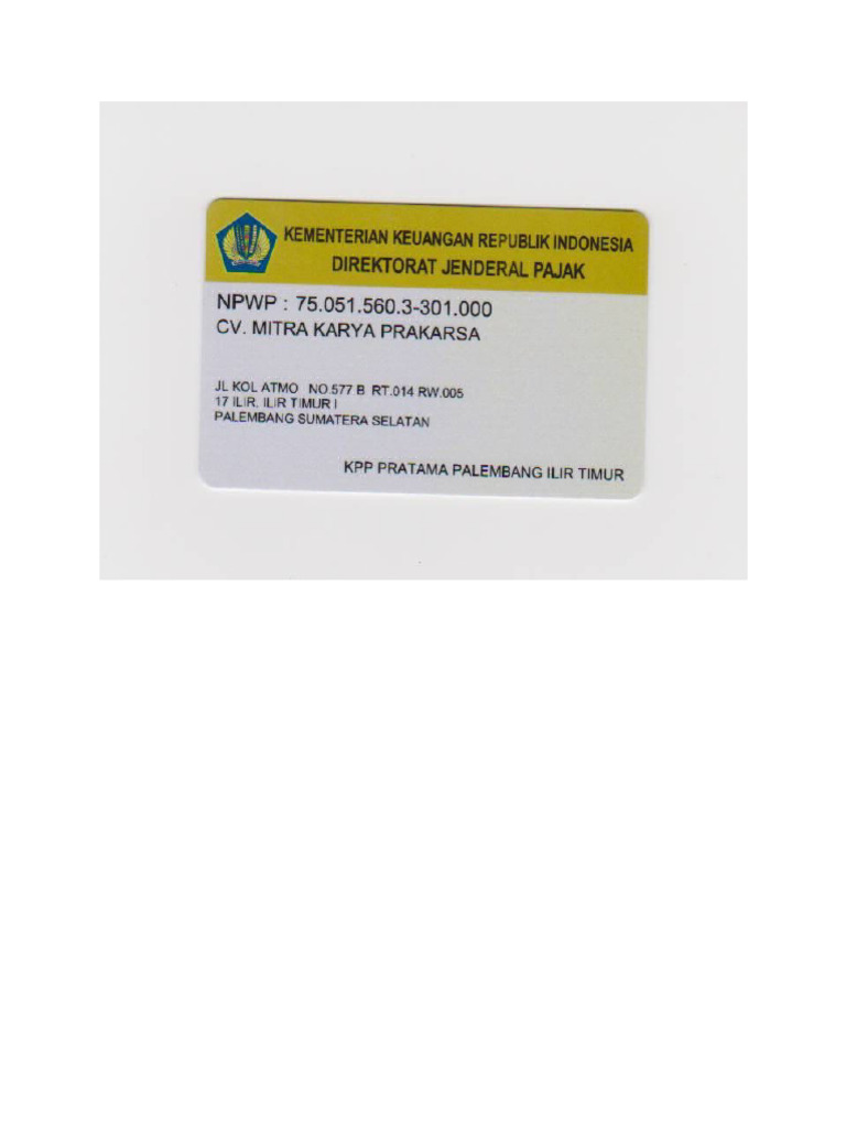 NPWP CV.MKP | PDF