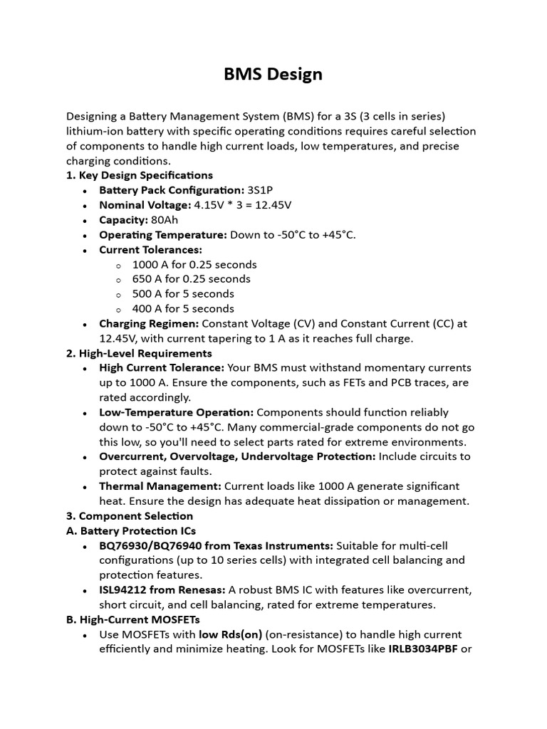 BMS Design | PDF | Mosfet | Bipolar Junction Transistor