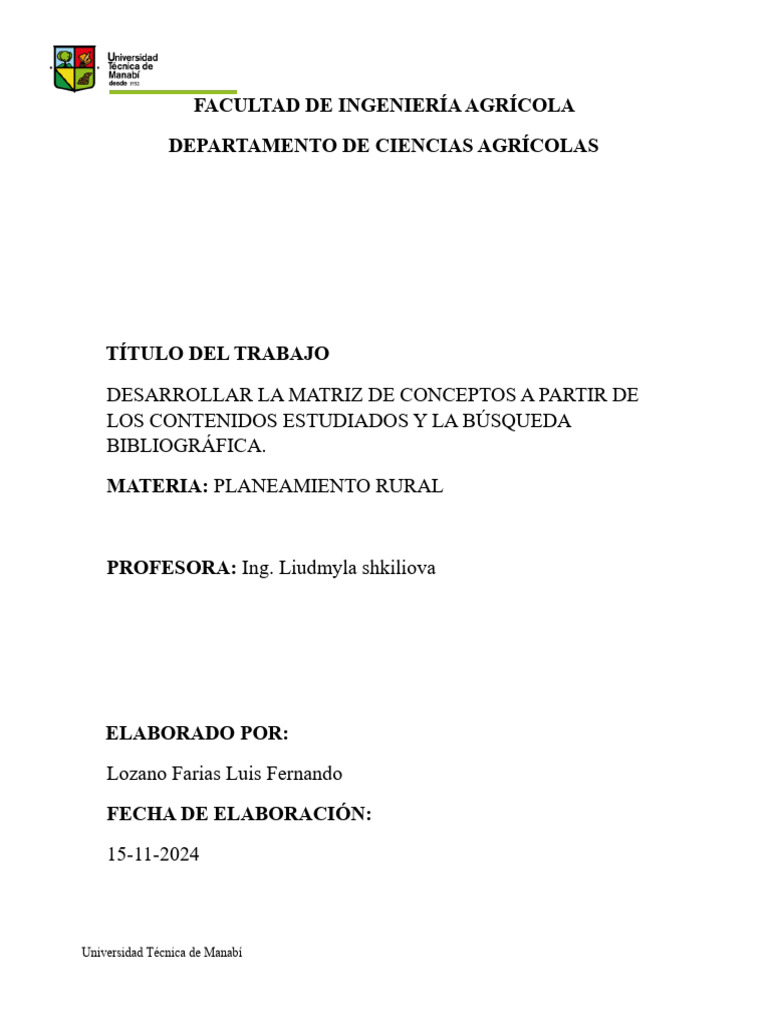 Desarrollar La Matriz de Conceptos | PDF | Planificación ...
