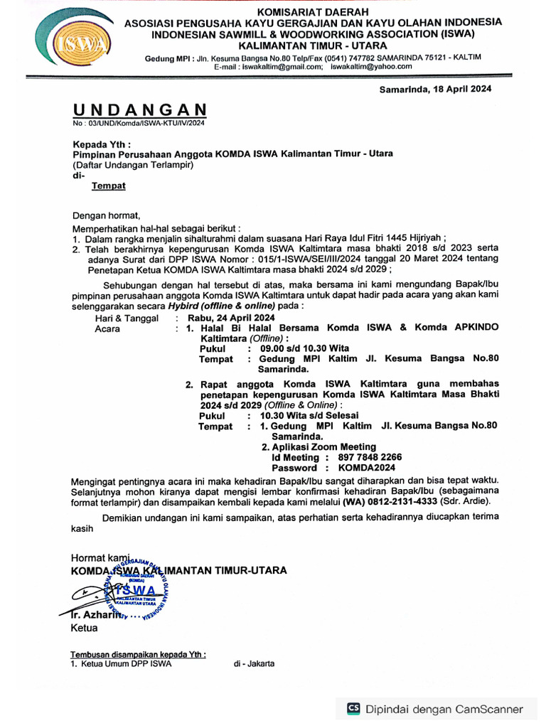 Undangan HBH & Rapat Anggota ISWA | PDF