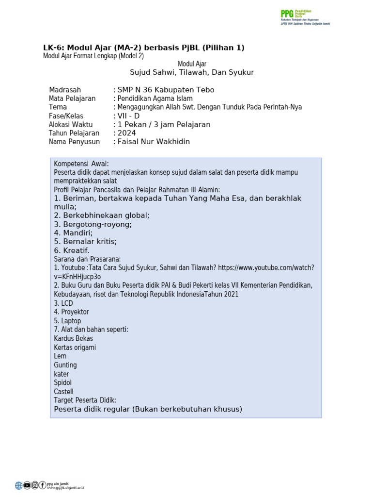 lk6 Penyusunan Modul Ajar PJBL | PDF