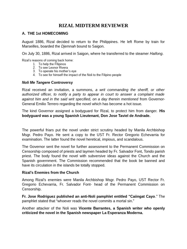 RIZAL MIDTERM REVIEWER | PDF