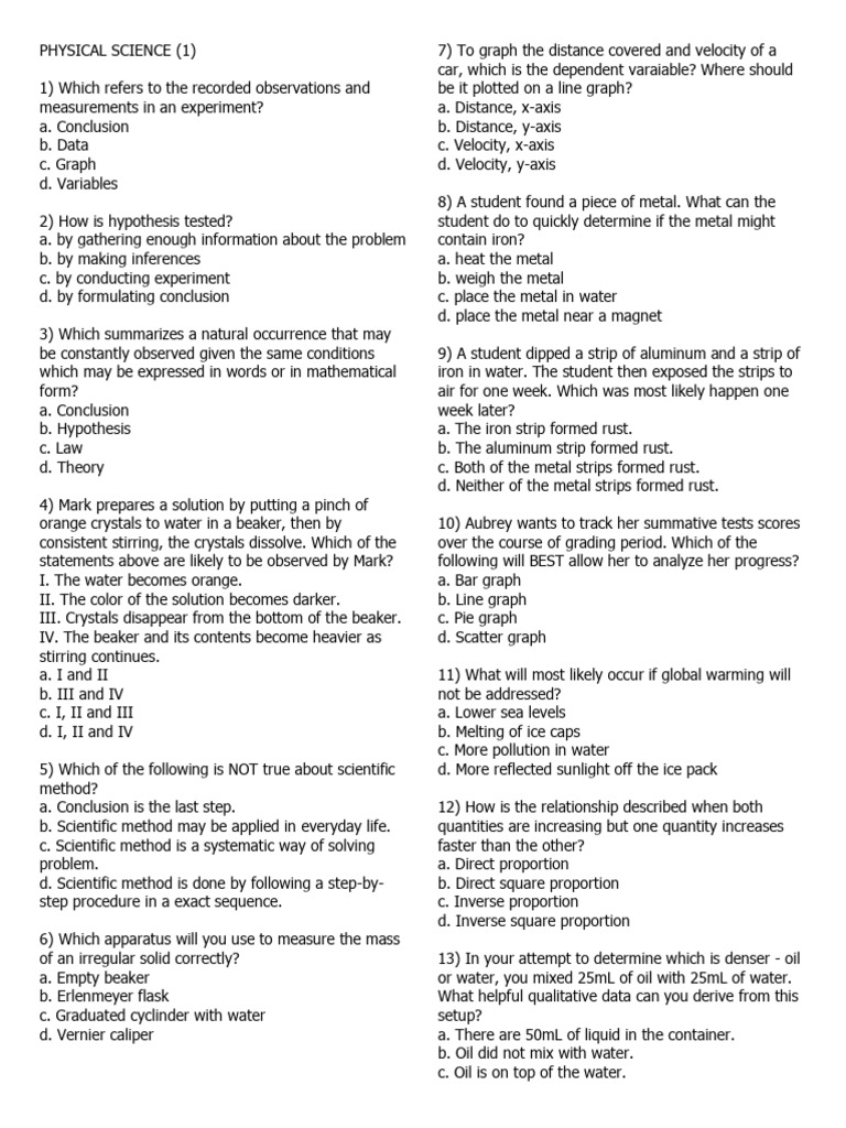 Physical-Science-Reviewer-2017 | PDF | Chemical Bond | Gases