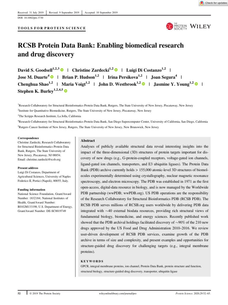 Protein Science - 2019 - Goodsell - RCSB Protein Data Bank Enabling ...