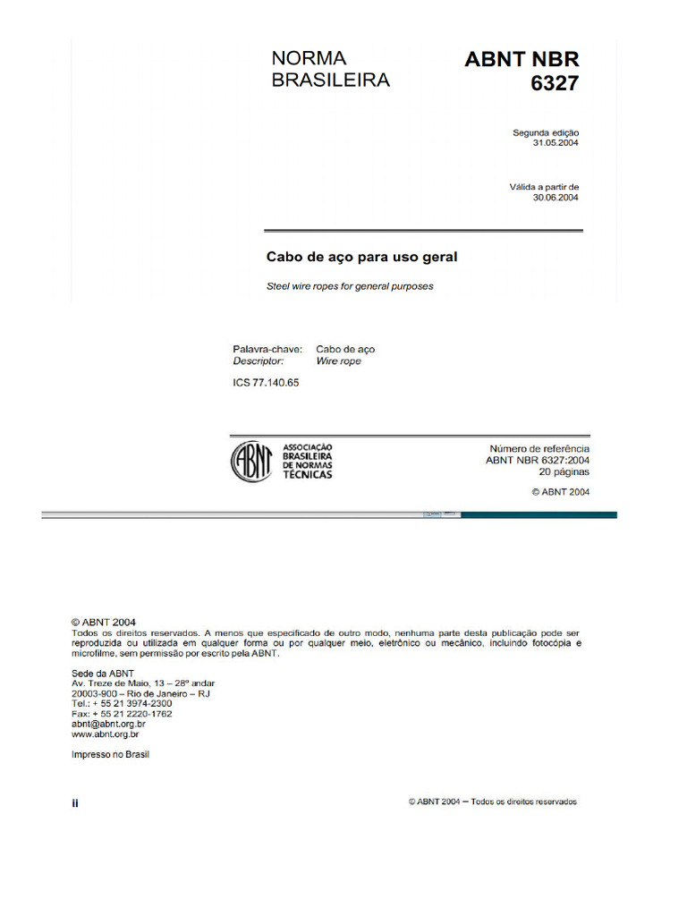 NBR 6327 - 2004 - Cabo de Aço | PDF
