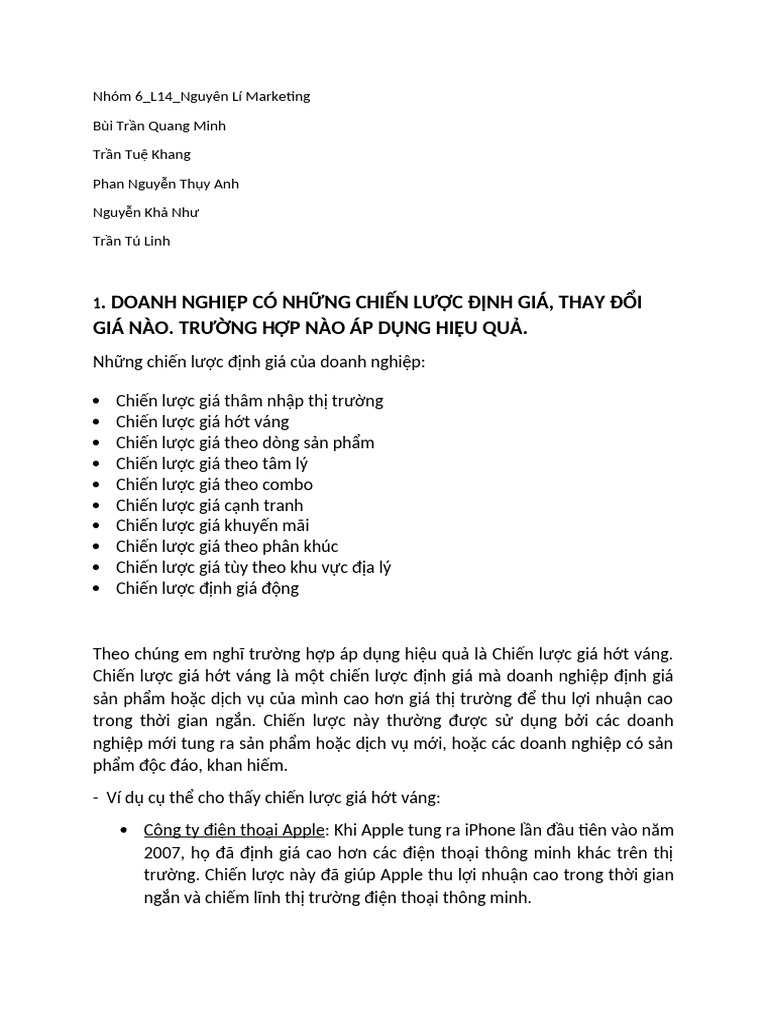 Nhóm 6 - l14 - Nguyên Lí Marketing | PDF