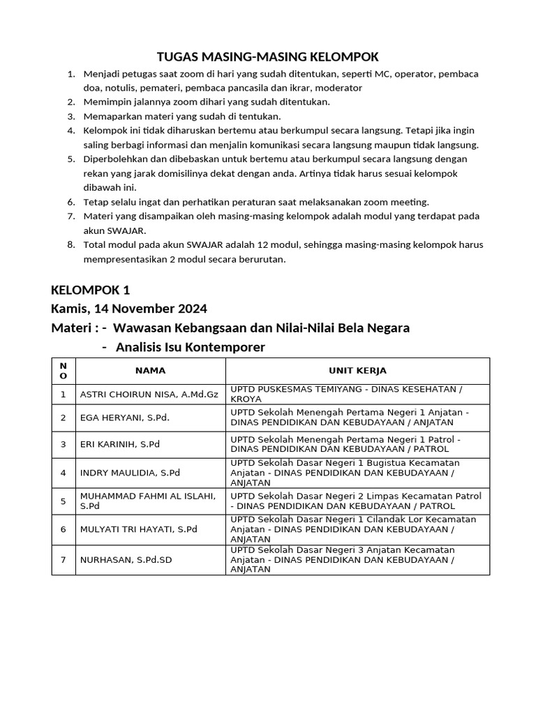 Kelompok Materi Angkatan 34 revisi 2 (1) | PDF