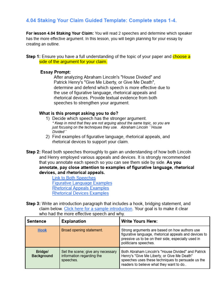 Analyze Lincoln vs. Henry Speeches | PDF | Rhetoric | Abraham Lincoln