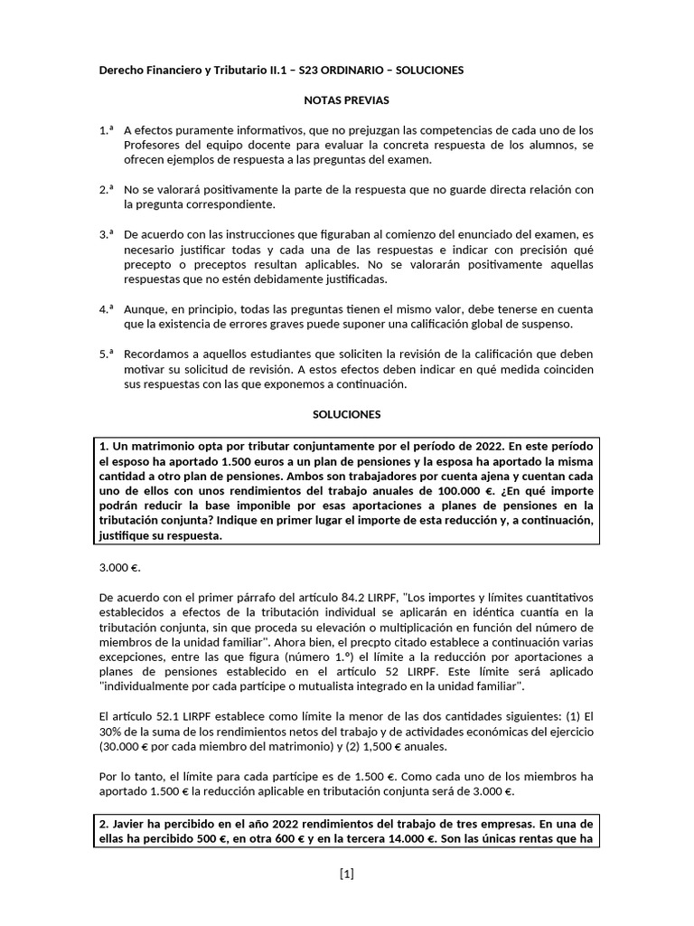 S23 DFT II.1 Ordinario - Soluciones | PDF