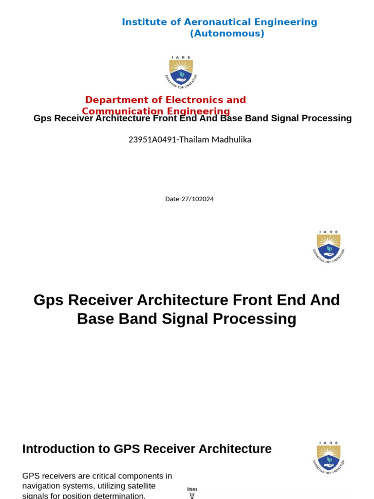 Gps Receiver Architecture Front End and Base Band Signal Processing | PDF | Global Positioning ...