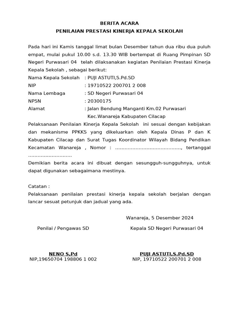 Berita Acara PPKKS | PDF