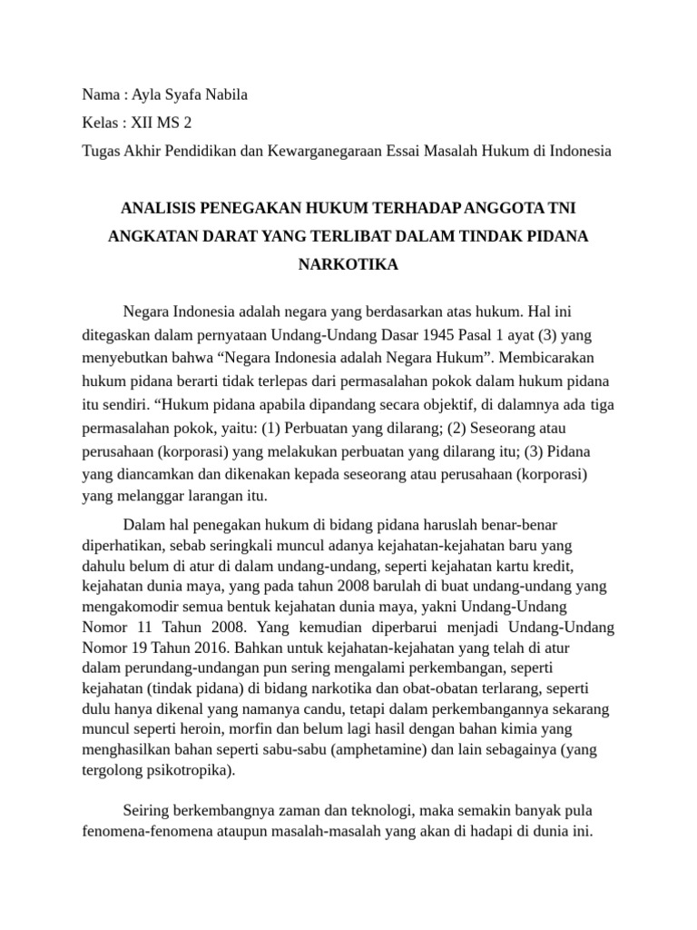 ESSAI TUGAS AKHIR PPKN | PDF