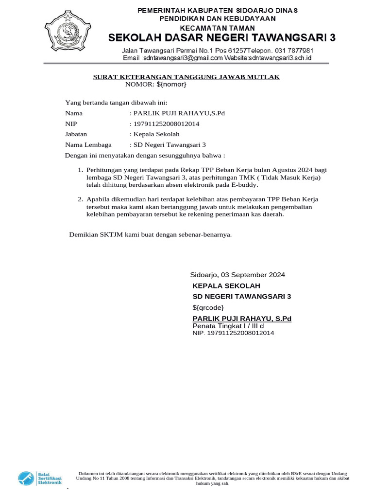 Surat Pengantar TPP AGUSTUS 2024 Fix | PDF