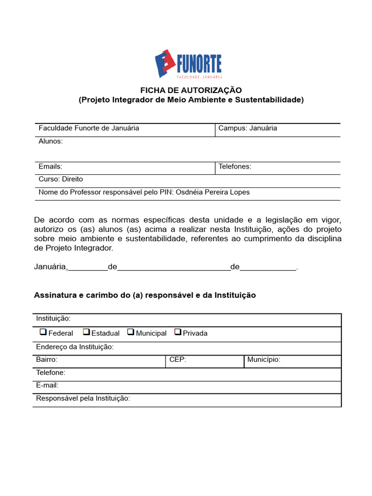 Autorização para Projeto de Sustentabilidade | PDF
