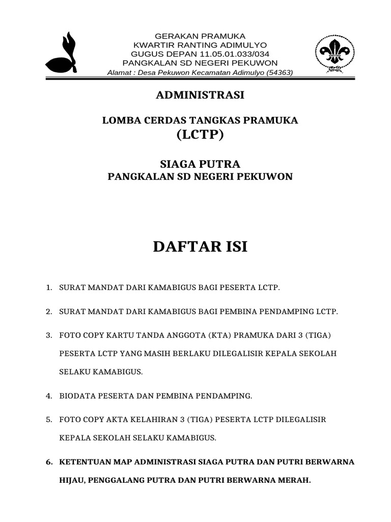 Contoh Administrasi LCTP - 2022@sutriyadi | PDF