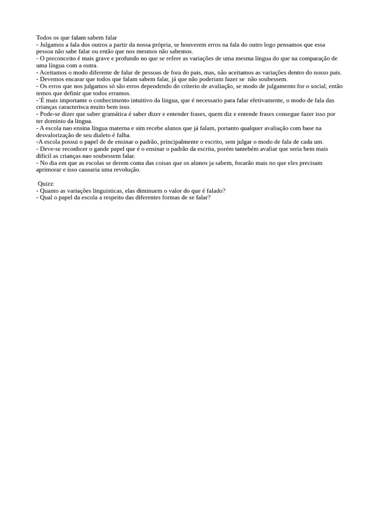 Variações Linguísticas e Educação na Fala | PDF