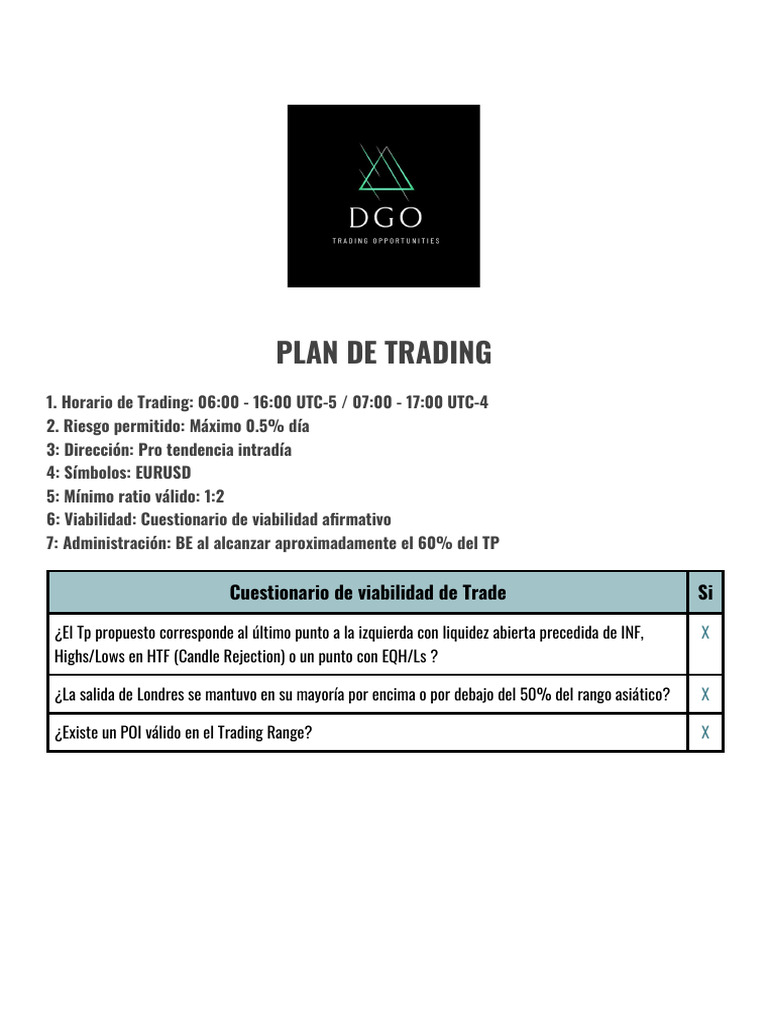 Plan de Trading | PDF