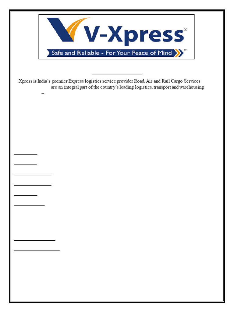 V-XPRESS | PDF | Logistics | Cargo