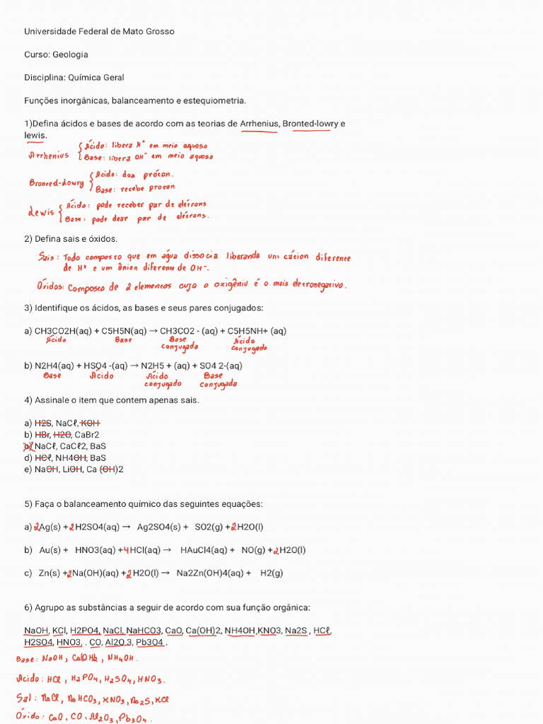 Química Lista 6 - 240930 - 041740 | PDF