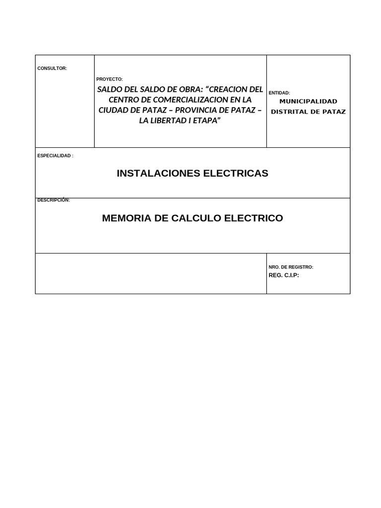 Memoria Descriptiva-Instalaciones Electricas | PDF | Contratista general | Transformador