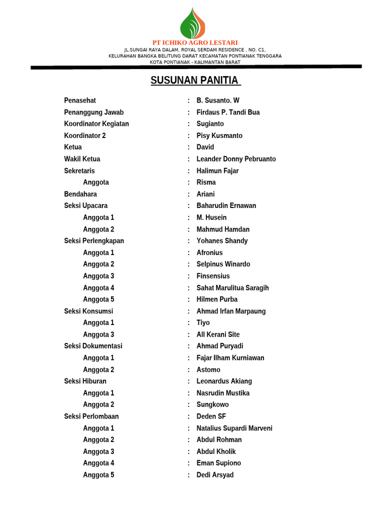 SUSUNAN PANITIA 17 Agustus | PDF