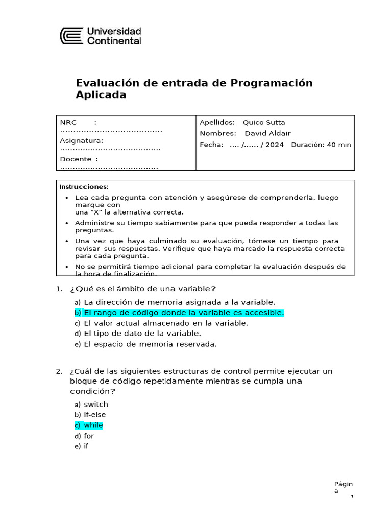 Eval Entrada | PDF | Variable (informática) | Arduino