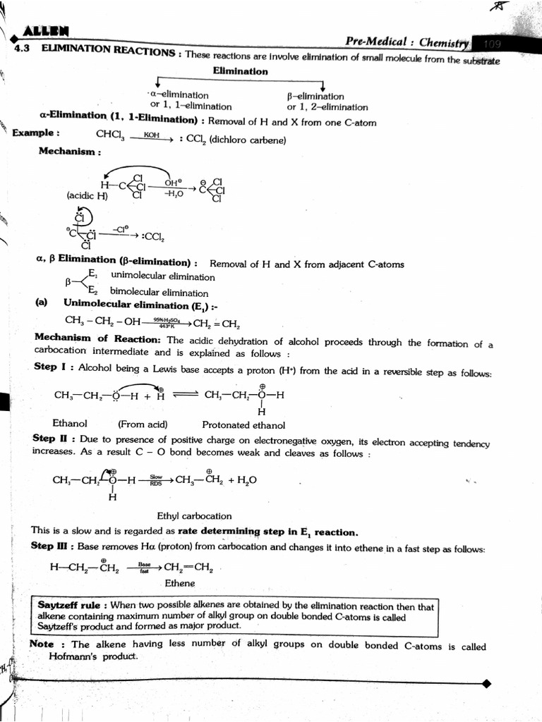 Elimination Reactions Notes | PDF