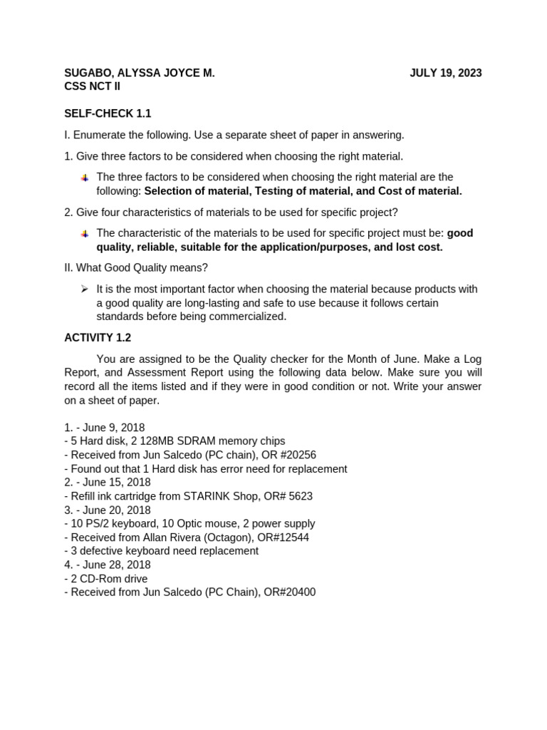 SUGABO, Self Check Module 1 | PDF | Computing