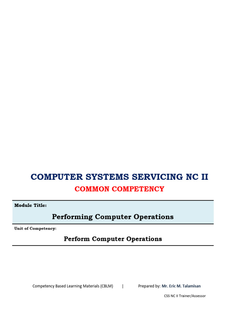 PERFORM COMPUTER OPERATIONS (6pgs) | PDF