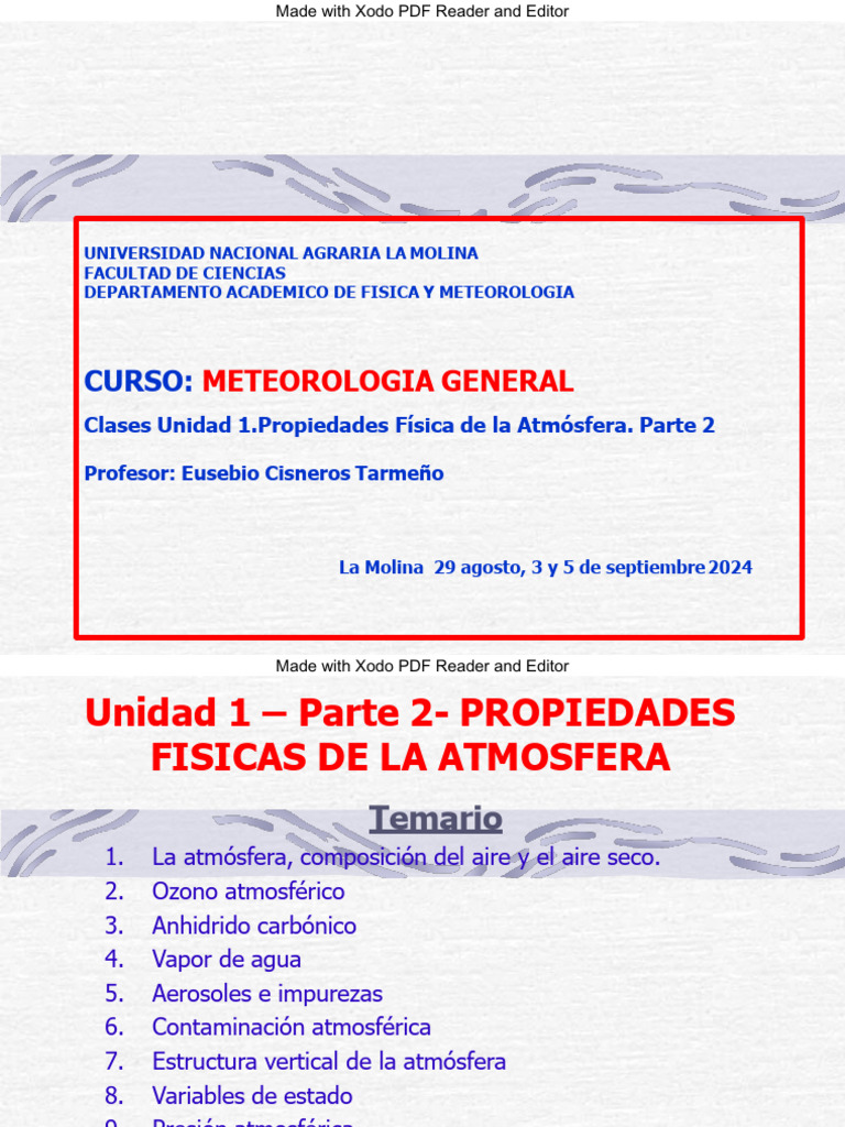 Propiedades Físicas de la Atmósfera | PDF | Atmósfera | Contaminación