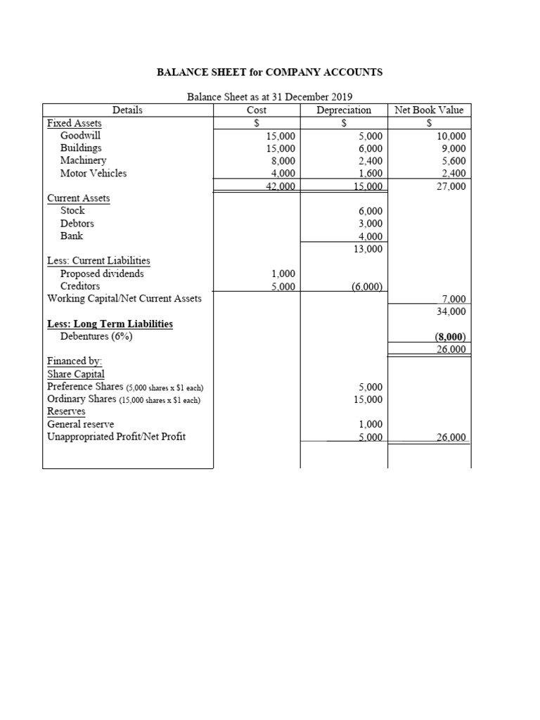 2019 Company Balance Sheet Overview | PDF | Book Value | Balance Sheet