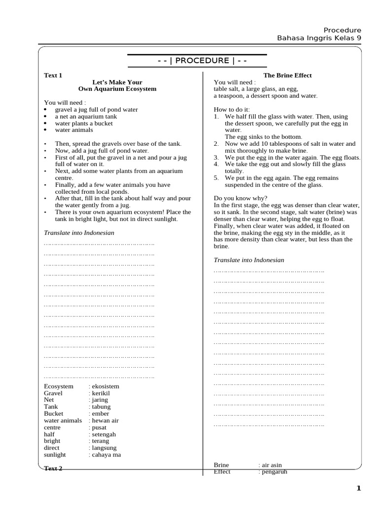 BAHASA INGGRIS KELAS 9 | PDF | Teaspoon | Cookware And Bakeware