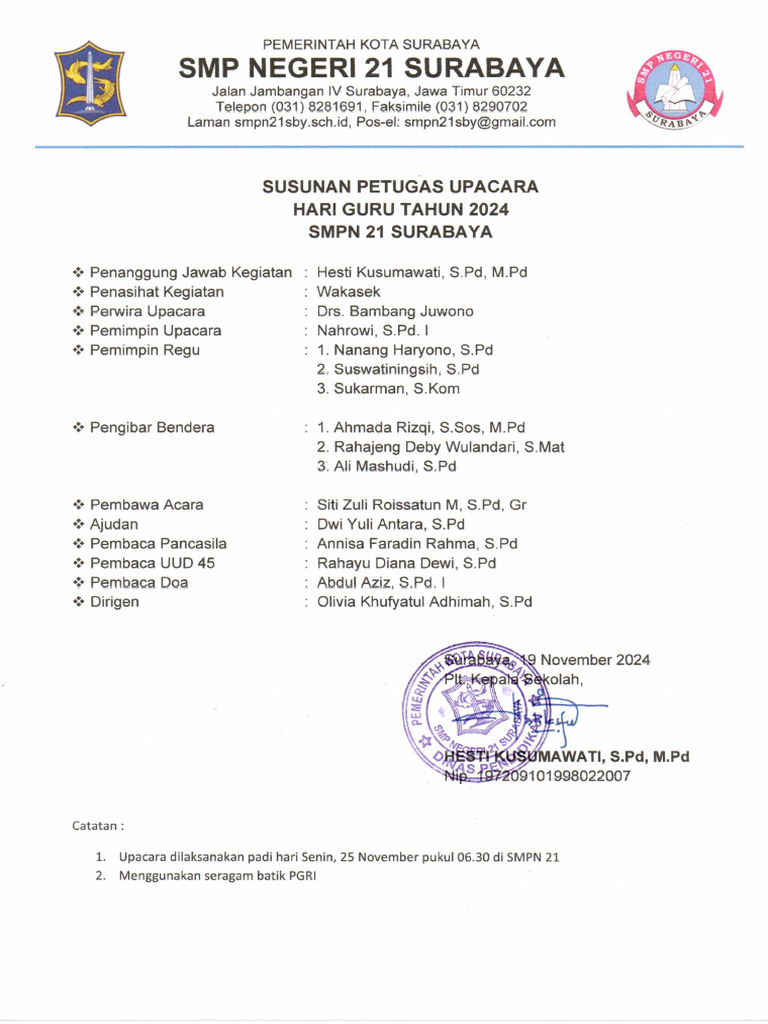 Susunan Petugas Upacara HGN P21.. | PDF