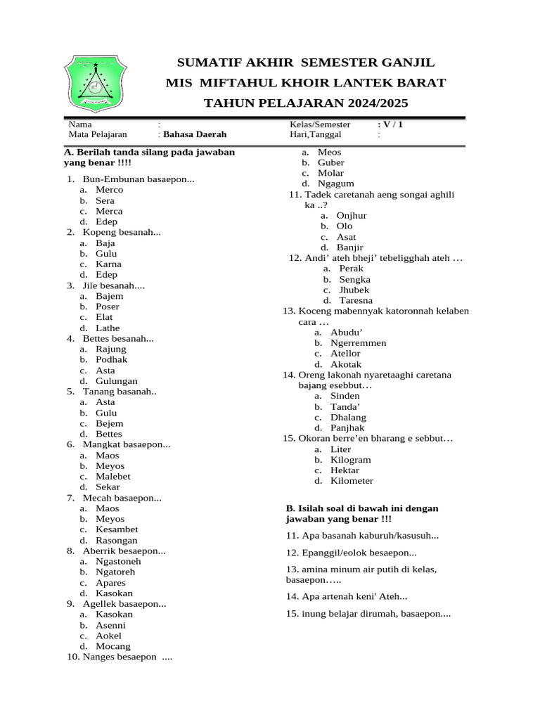 BAHASA DAERAH Fix | PDF
