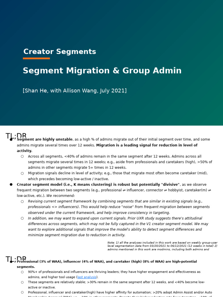 Segment Migration Group Admin Final | PDF