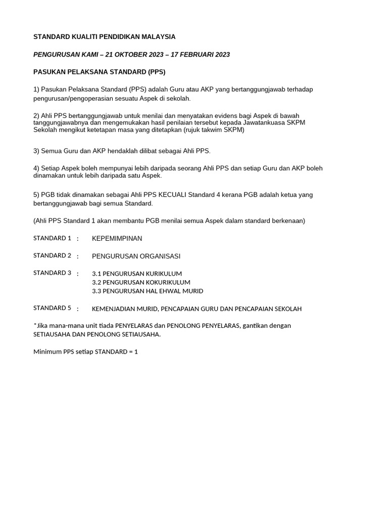 SENARAI PPS Templat | PDF