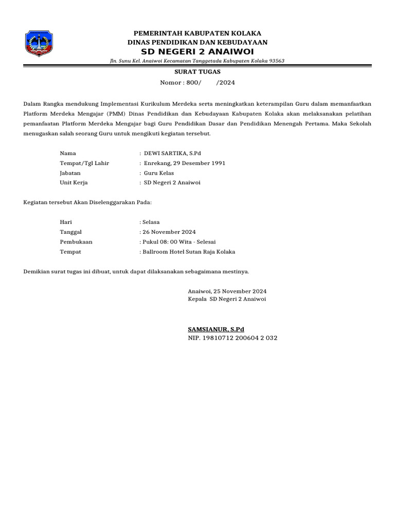 Surat Tugas PMM | PDF