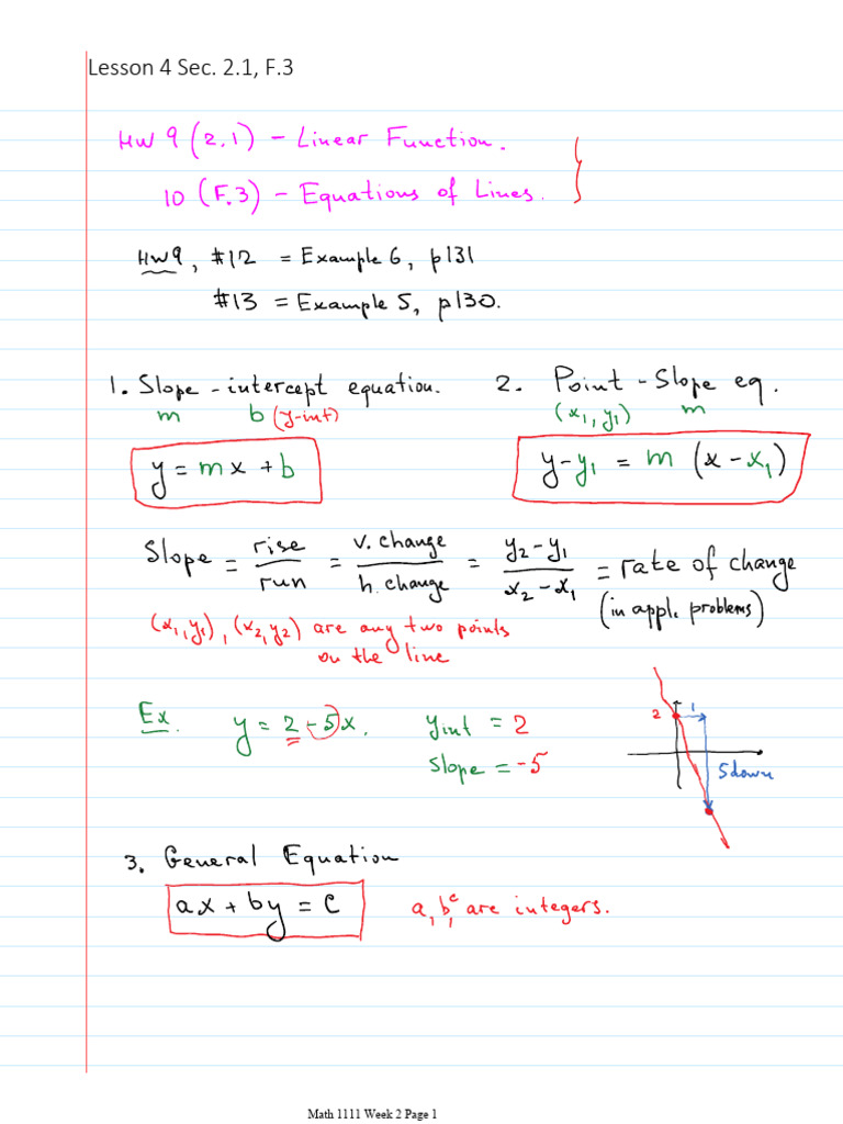 Math 1111 Lesson 4 Notes | PDF