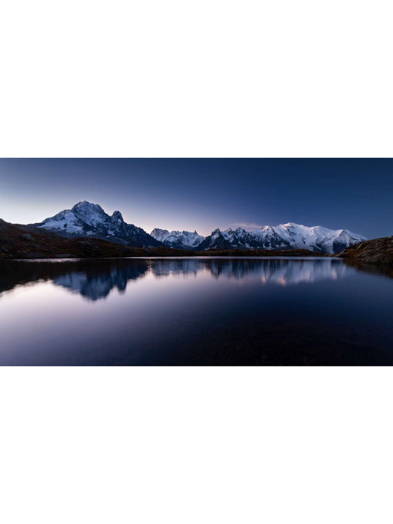 Mount Mont Blanc Covered Snow Reflecting Water Evening Chamonix France ...