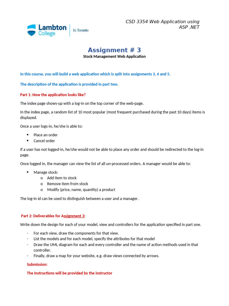 CPCT CSD 3354 Assignment 3 | PDF