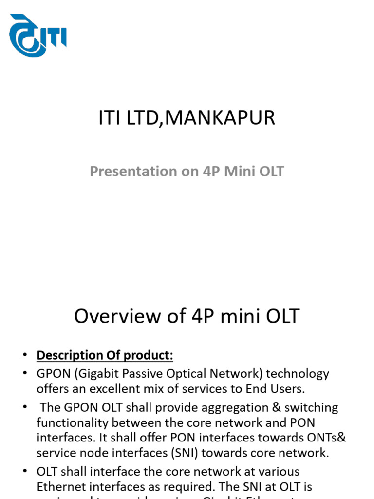 4 Port OLT PPT Dated 27sep24 PDF | PDF | Computer Network | Telecommunications