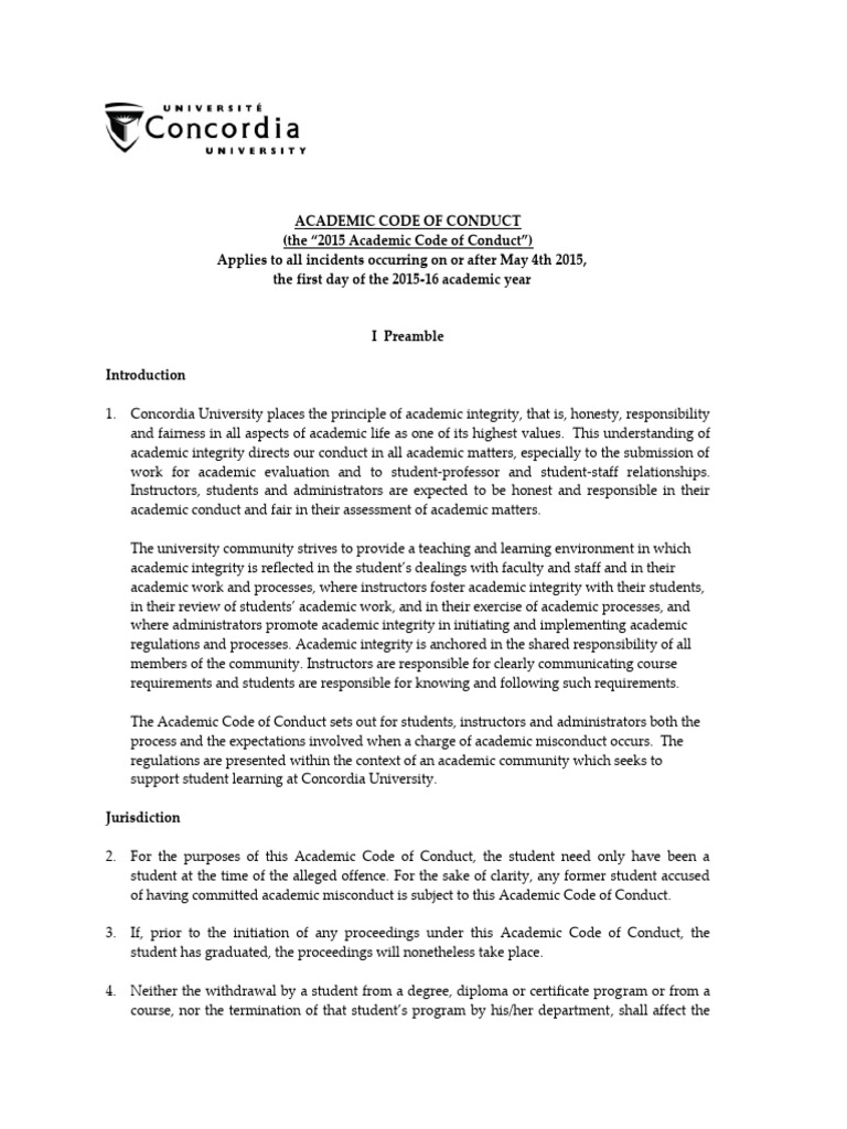 Academic Code of Conduct - 2015 Version | PDF | Burden Of Proof (Law ...