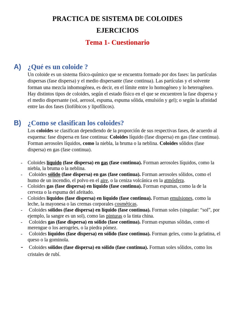 Practica de Sistema de Coloides | PDF | Coloide | Fase (materia)
