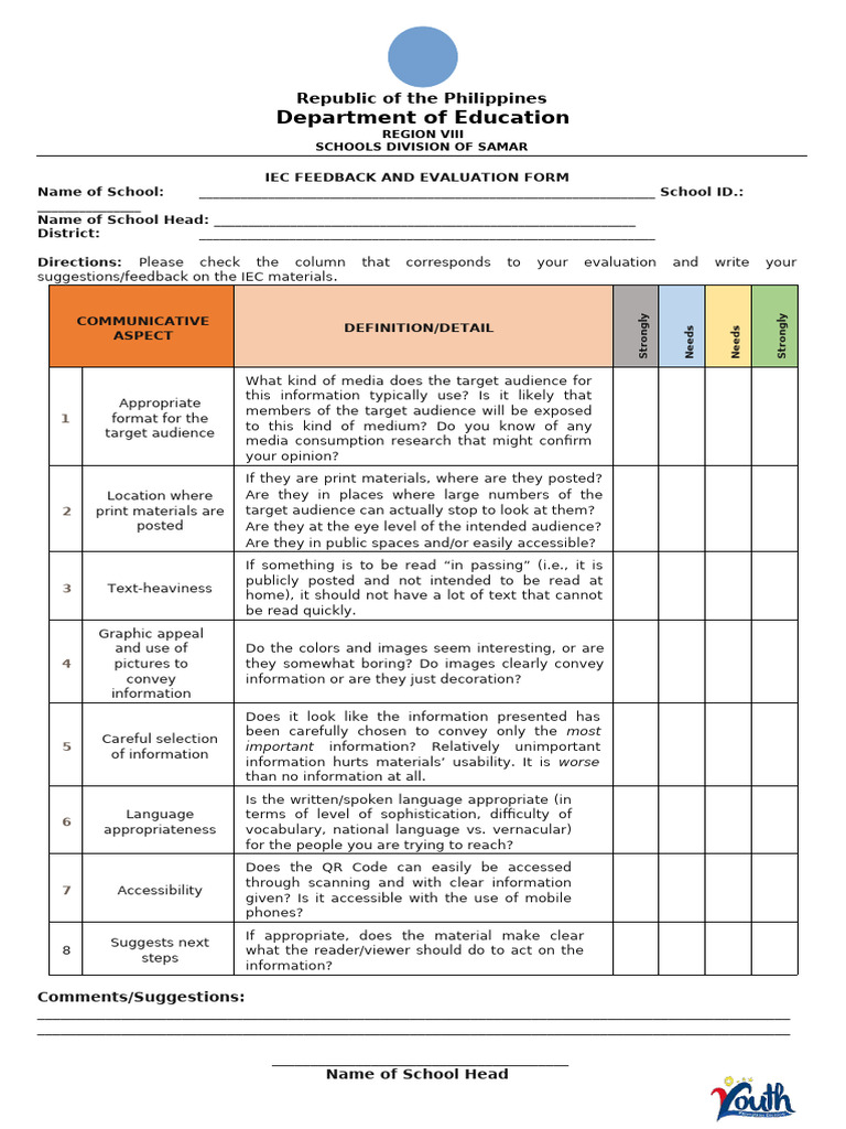 IEC-Evaluation-Feedback-Form | PDF | Information | Target Audience