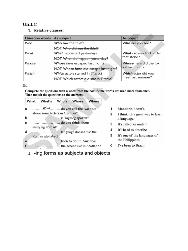 Review Unit 1, 2, 3, 4 | PDF