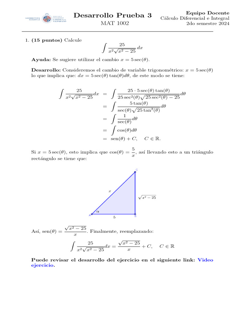 MAT 1002. Desarrollo Prueba 3 | PDF | Geometría | Objetos matemáticos